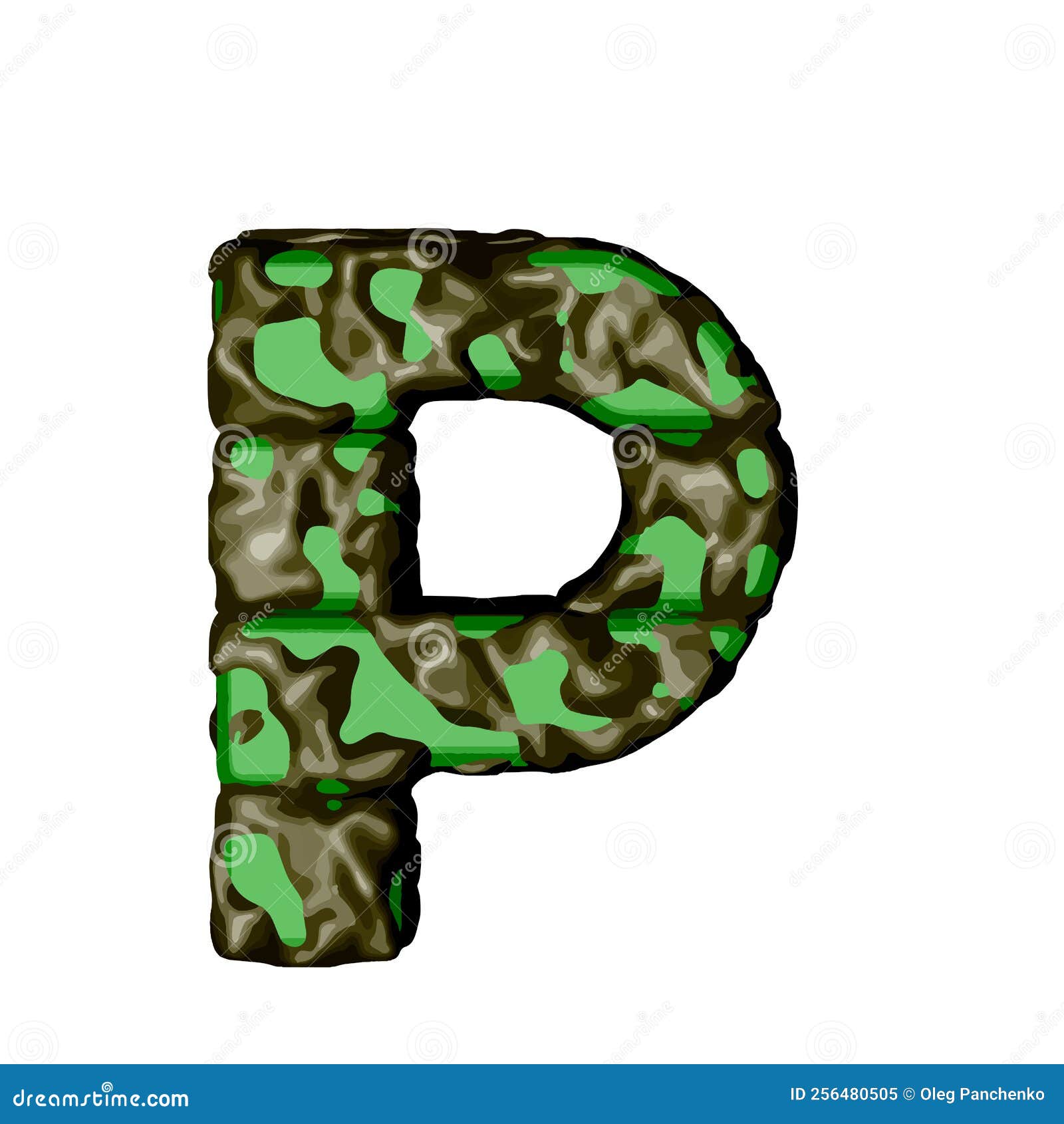 Symbol 3d in Green Camouflage. Letter P Stock Vector - Illustration of ...