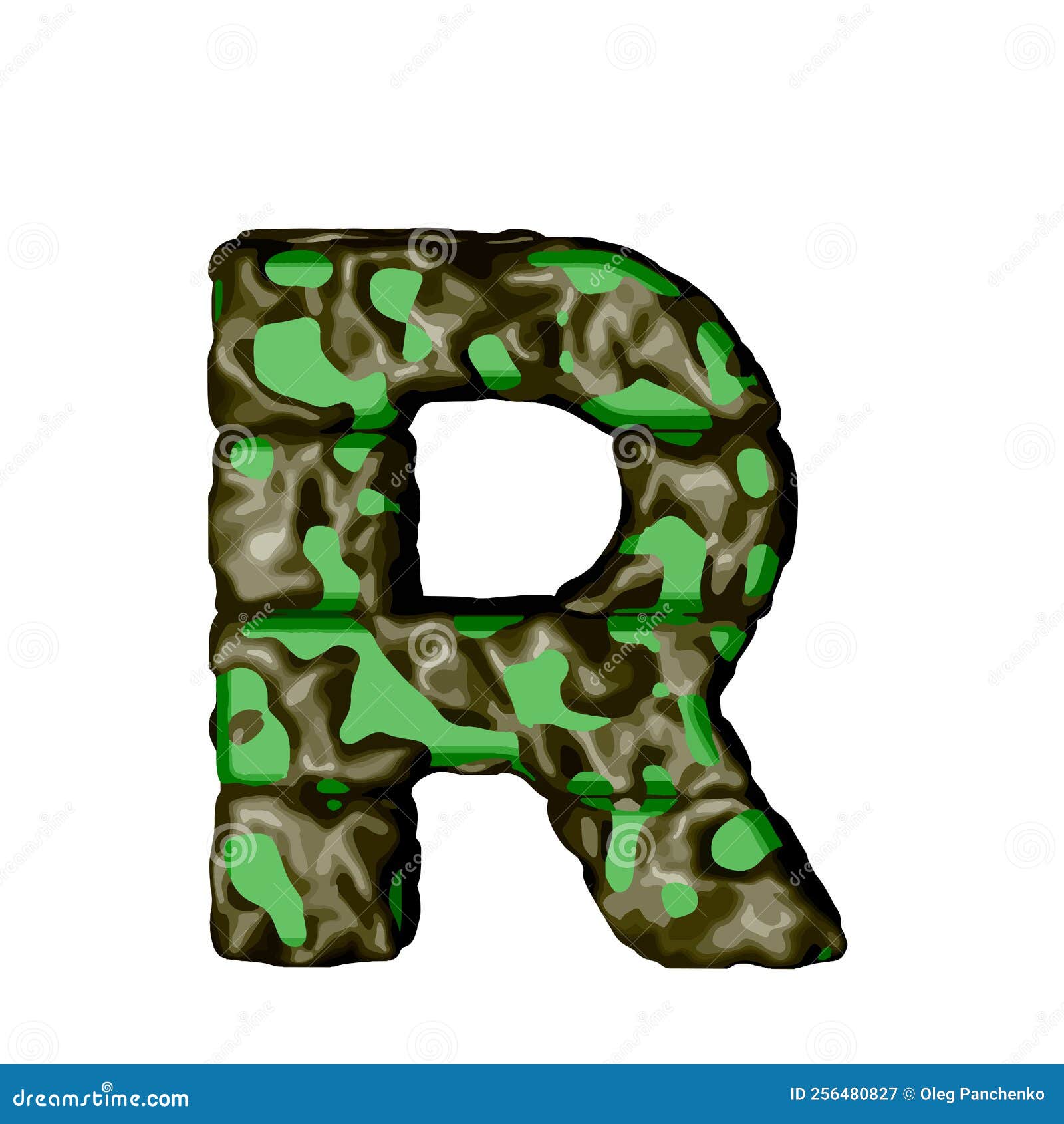 Symbol 3d in Green Camouflage. Letter R Stock Vector - Illustration of ...
