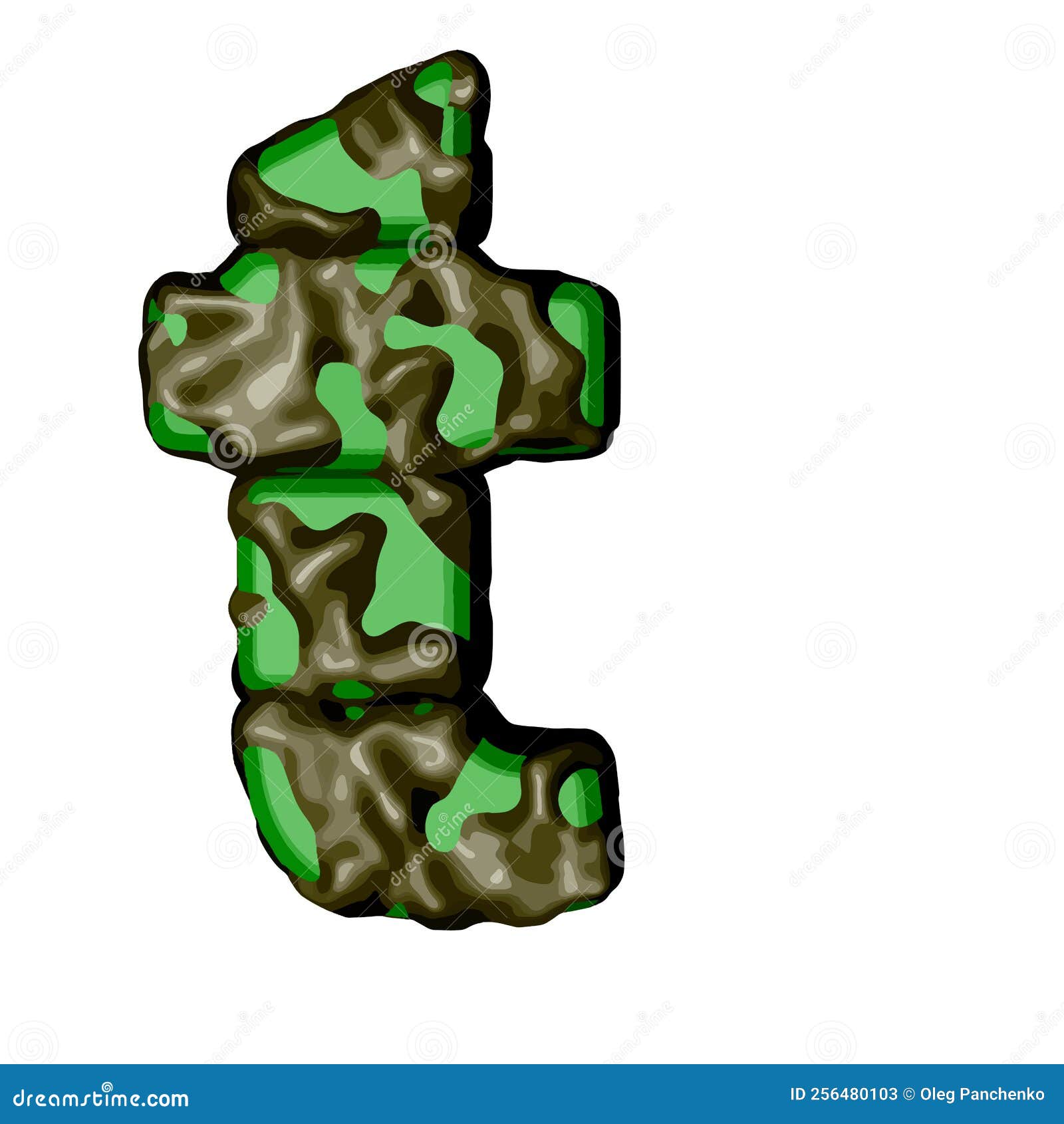 Symbol 3d in Green Camouflage. Letter T Stock Vector - Illustration of ...