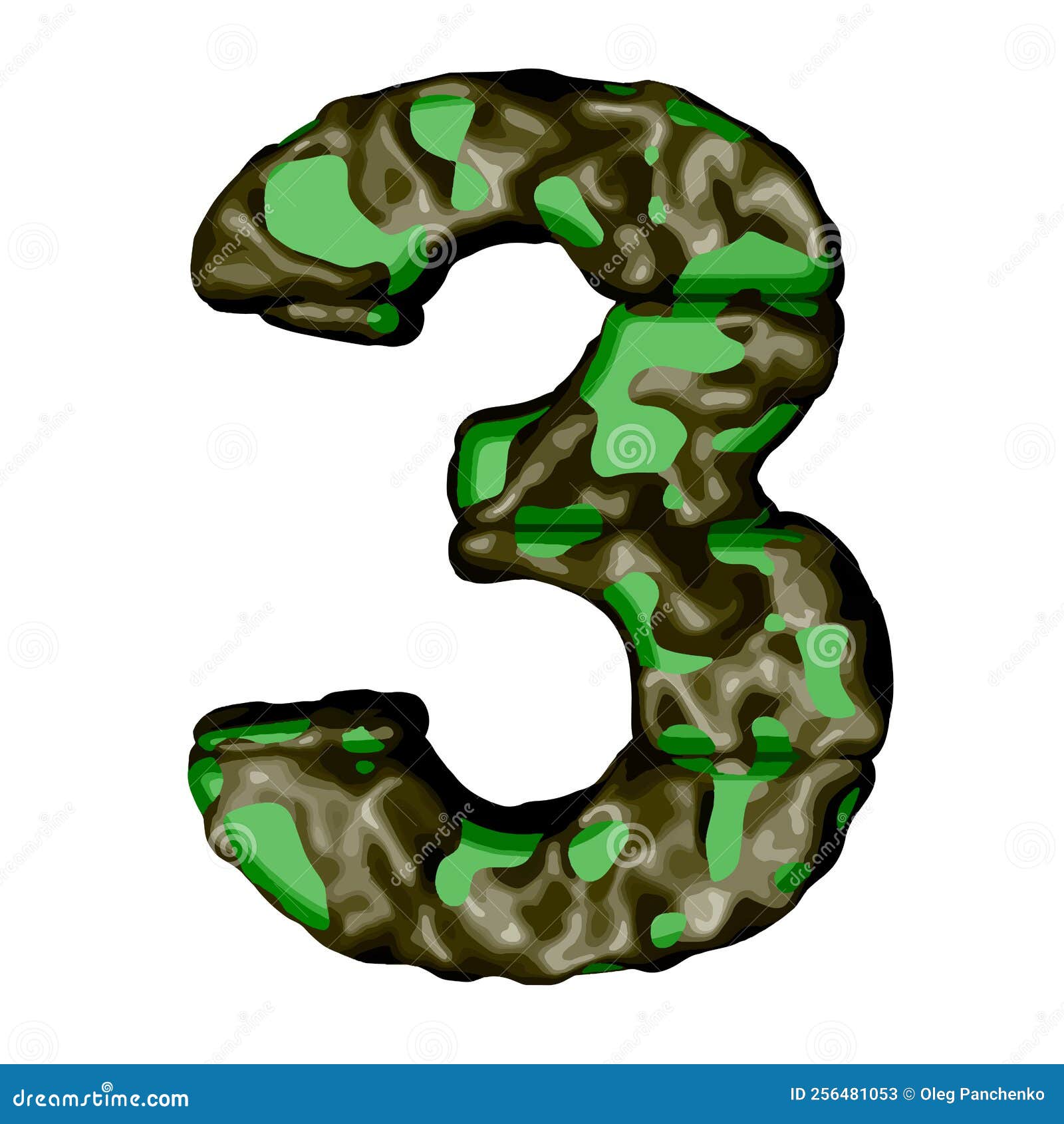 Symbol 3d in Green Camouflage. Number 3 Stock Vector - Illustration of ...