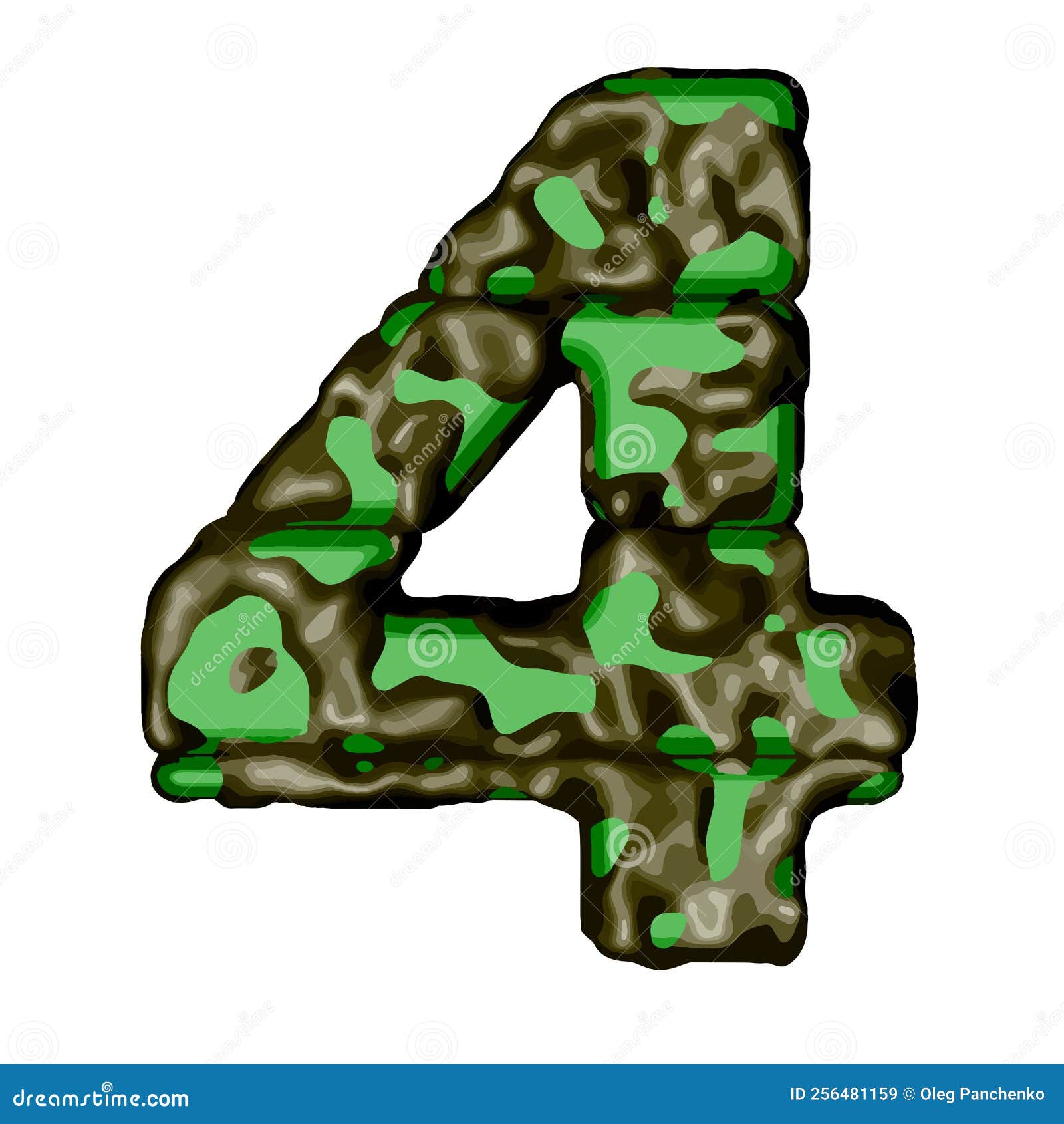 Symbol 3d in Green Camouflage. Number 4 Stock Vector - Illustration of ...