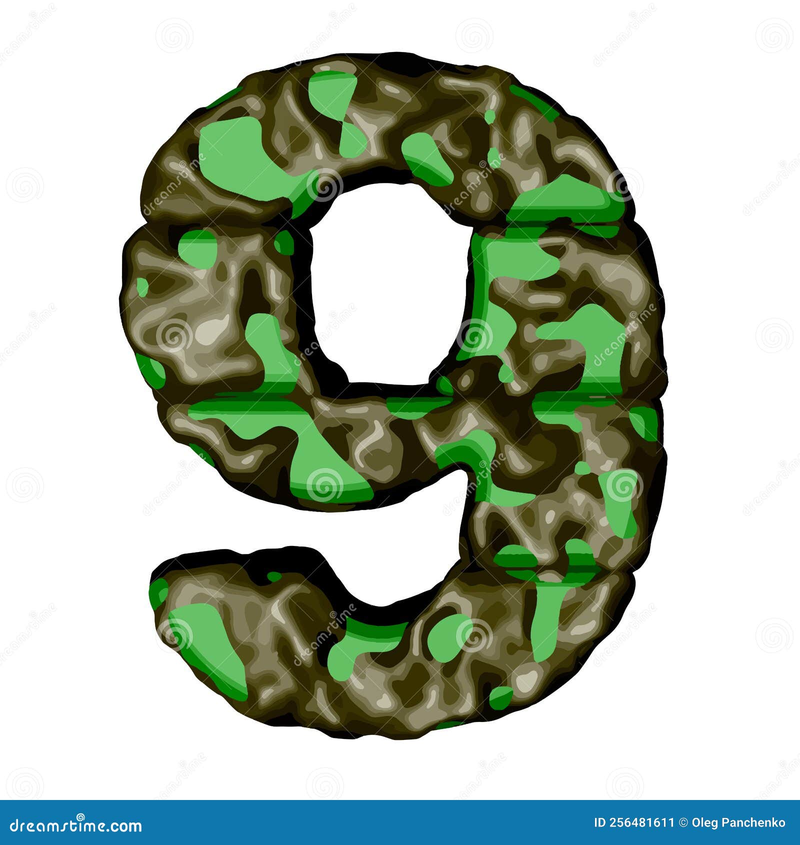 Symbol 3d in Green Camouflage. Number 9 Stock Vector - Illustration of ...