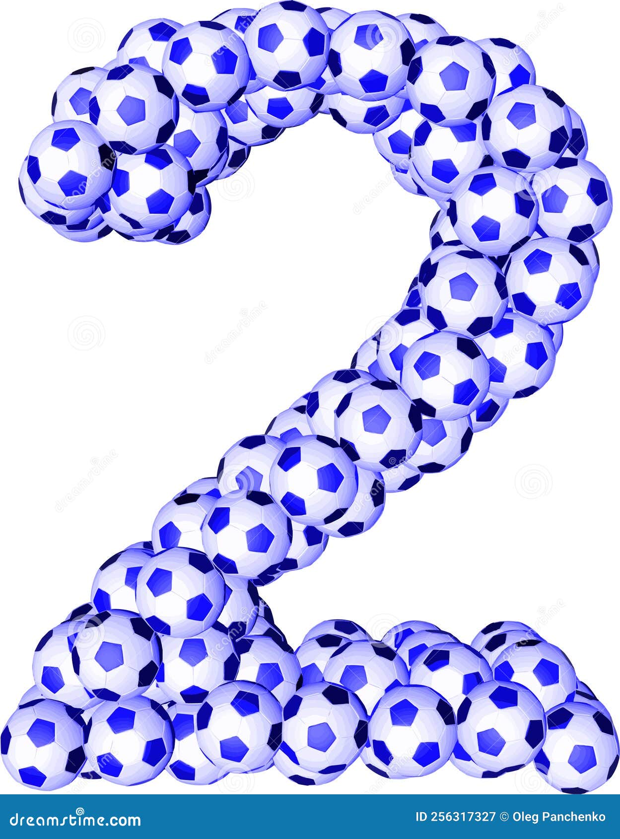 Symbol 3d Made from Soccer Balls. Number 2 Stock Vector - Illustration ...
