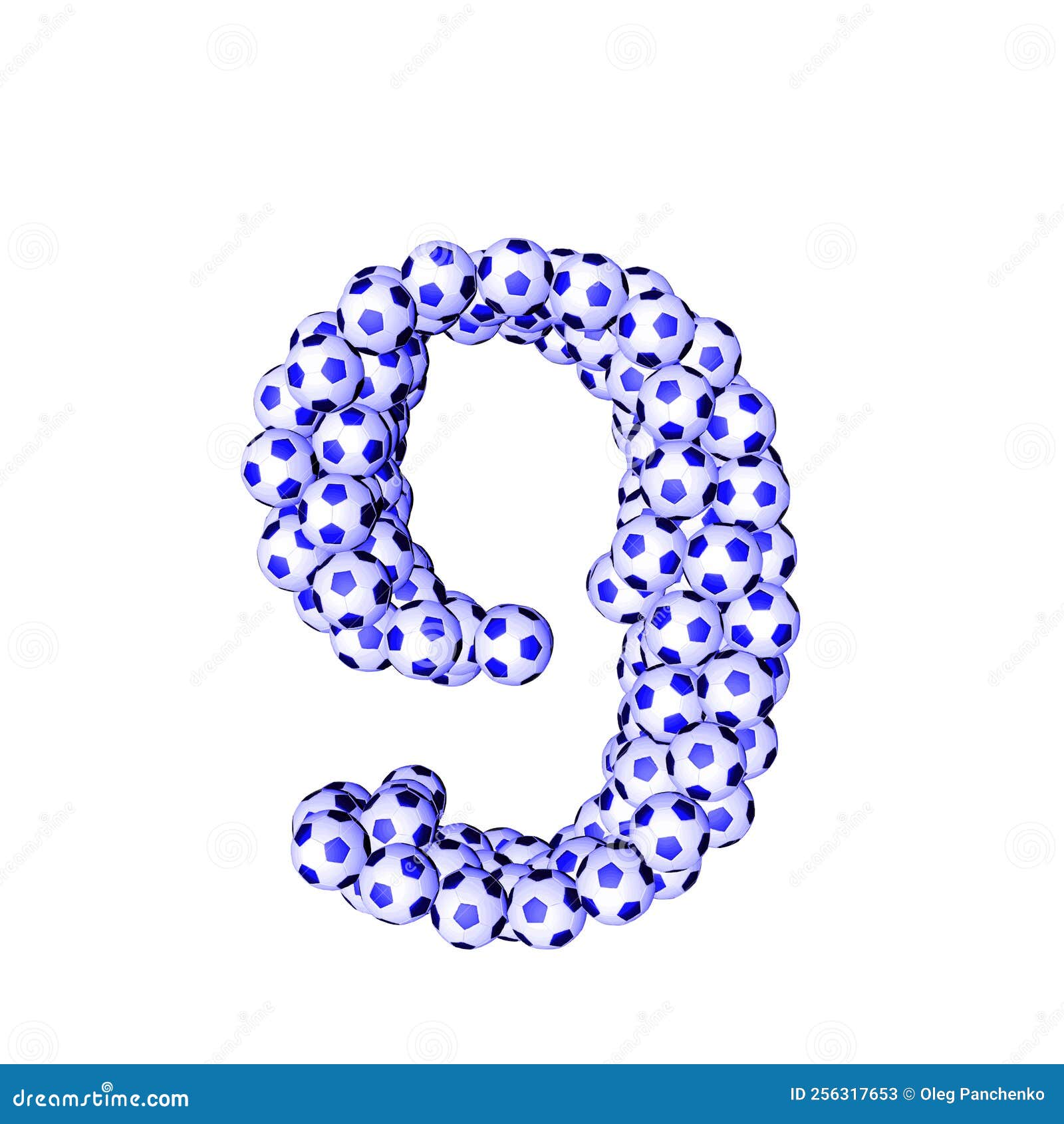 Symbol 3d Made from Soccer Balls. Number 9 Stock Vector - Illustration ...