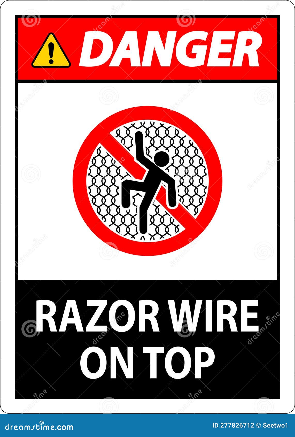 Symbol Danger Sign Razor Wire on Top Stock Vector - Illustration of ...