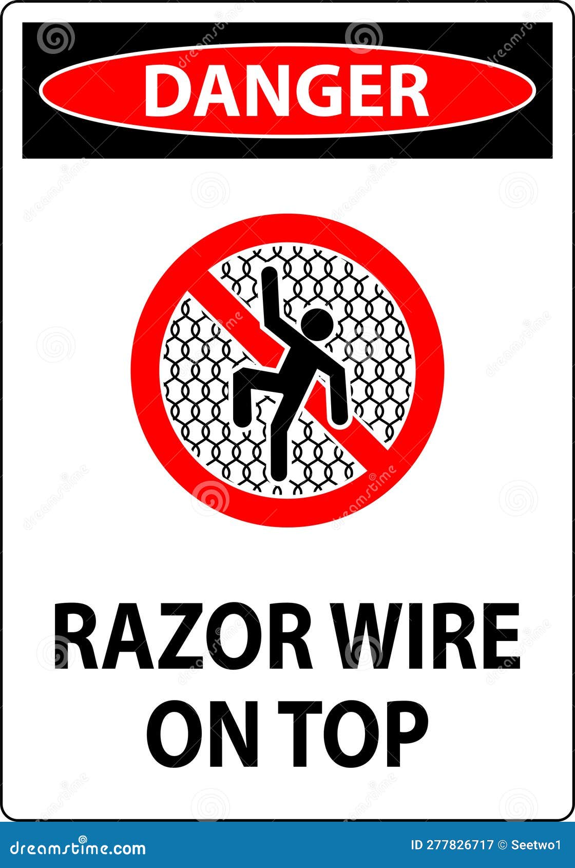 Symbol Danger Sign Razor Wire on Top Stock Vector - Illustration of ...