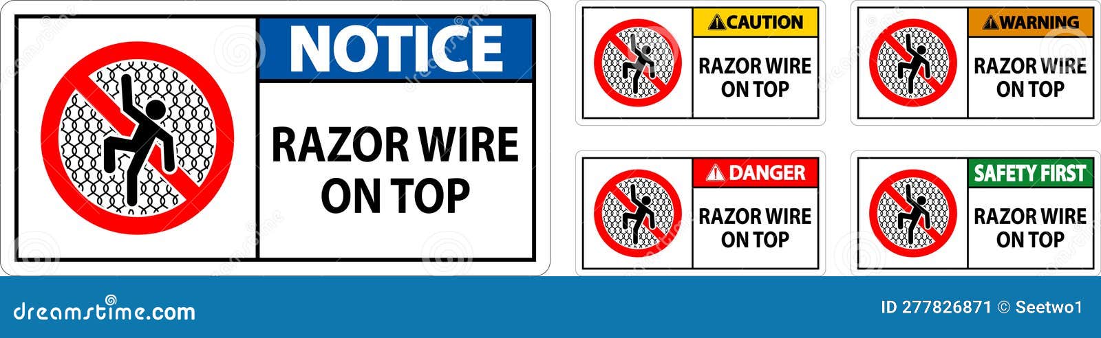 Symbol Danger Sign Razor Wire on Top Stock Vector - Illustration of ...