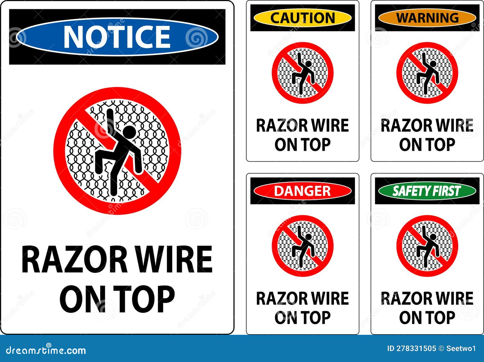 Symbol Danger Sign Razor Wire on Top Stock Vector - Illustration of ...