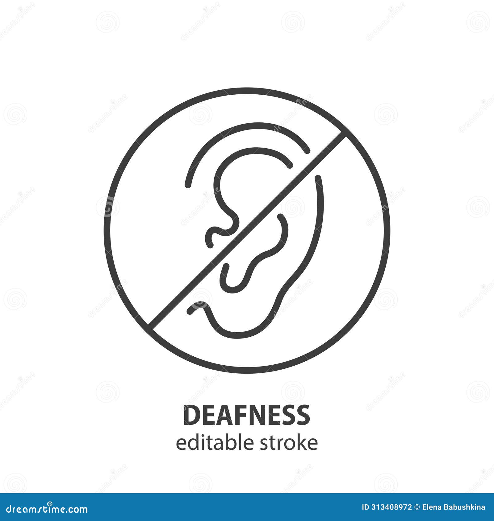 Symbol of Deafness Line Icon. Editable Stroke Stock Vector ...