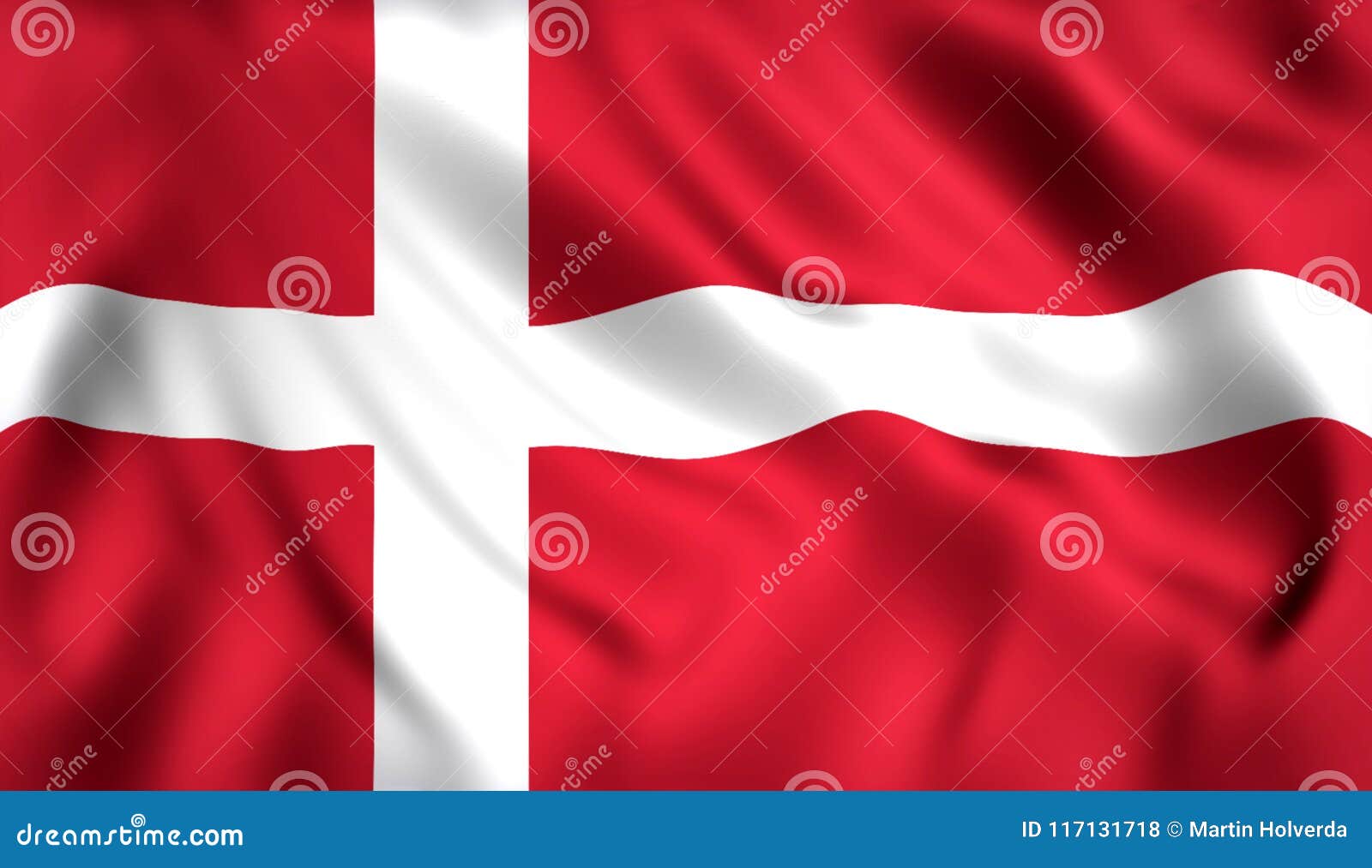 Denmark Flag Waving in the Wind Stock Illustration - Illustration of ...
