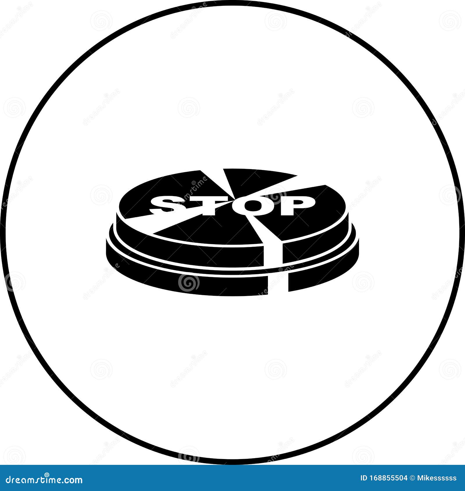 Stop Button Symbol in Black Color Stock Vector - Illustration of round ...