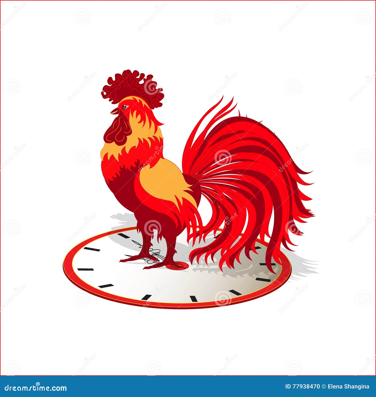 Symbol Des Neuen Jahres - Ein Roter Hahn Vektor Abbildung ...