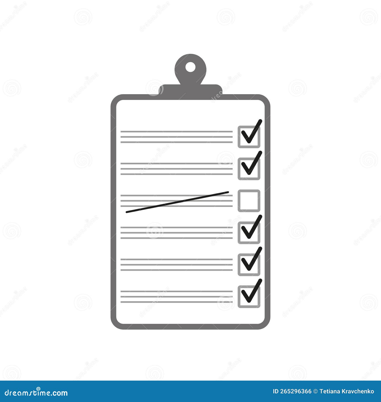 Symbol. Dokumentsymbol. Eine Checkliste Mit Einer Durchgestrichenen ...