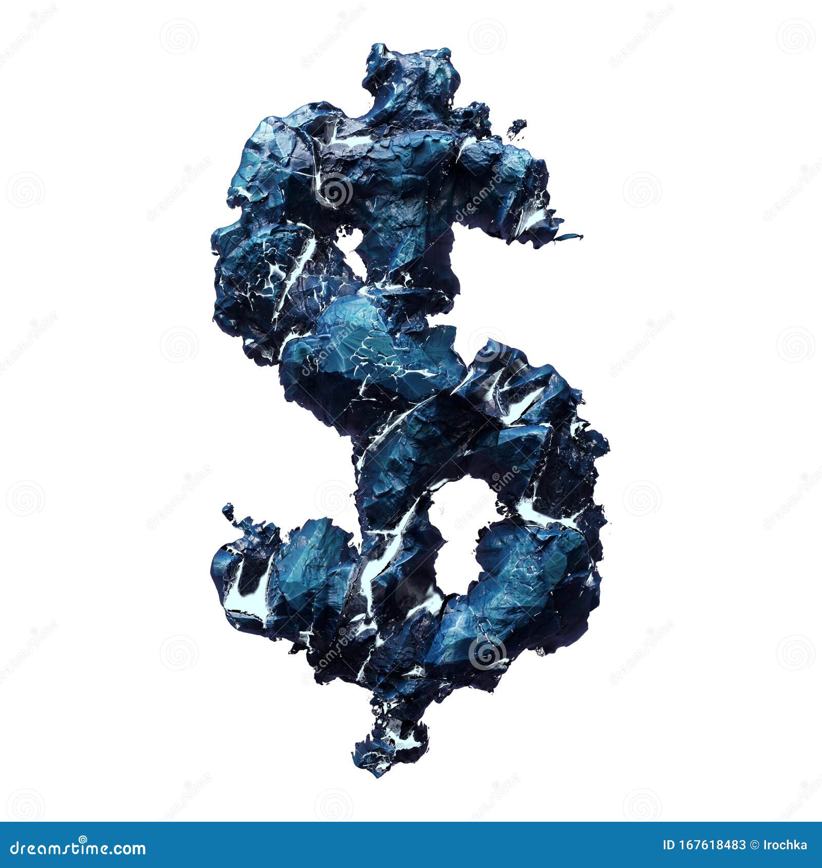 Symbol Dollar Made of Ice Isolated on White Background. 3d Stock ...