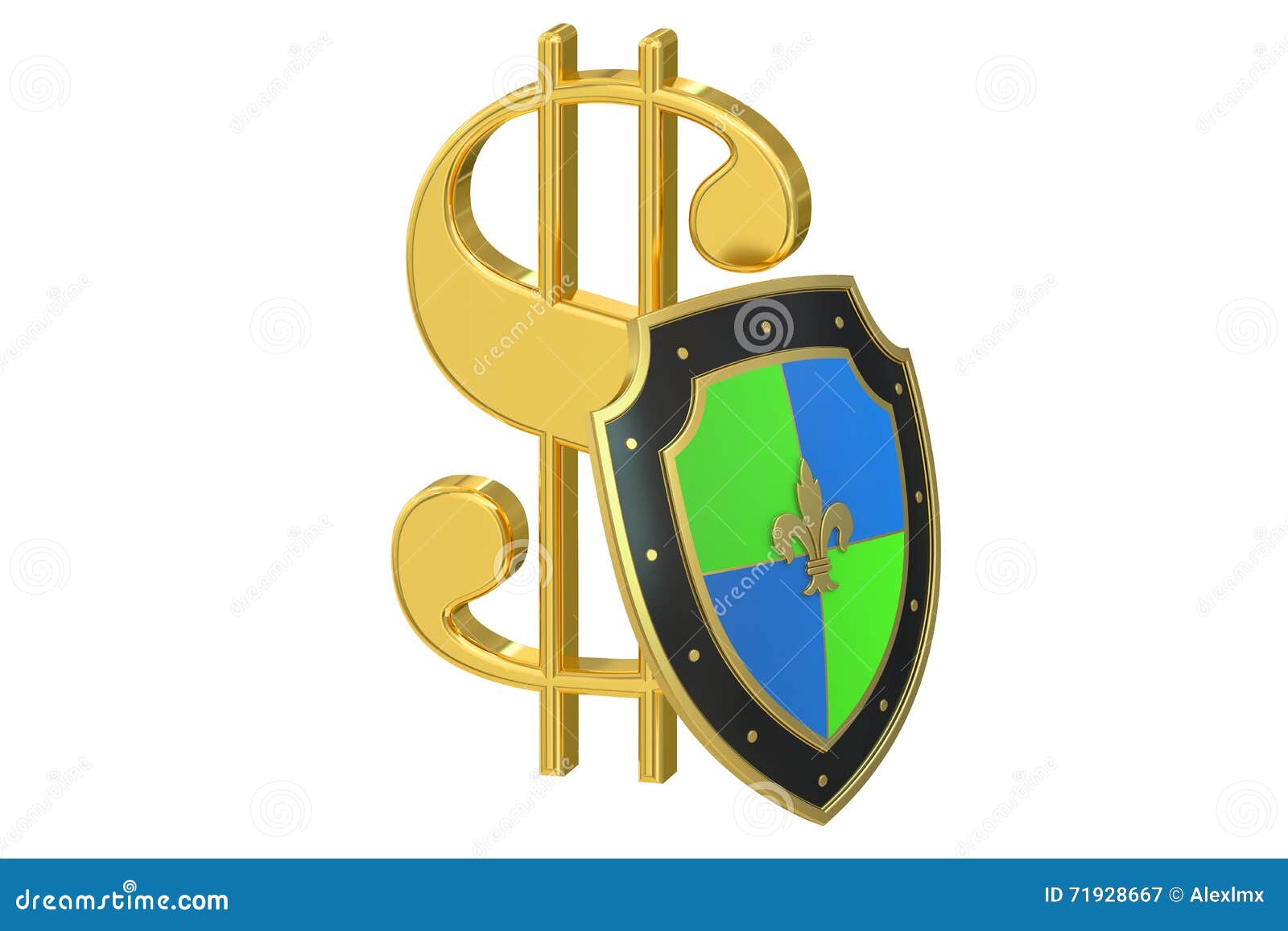 Symbol Dollar with Shield, Financial Stability Concept Stock ...