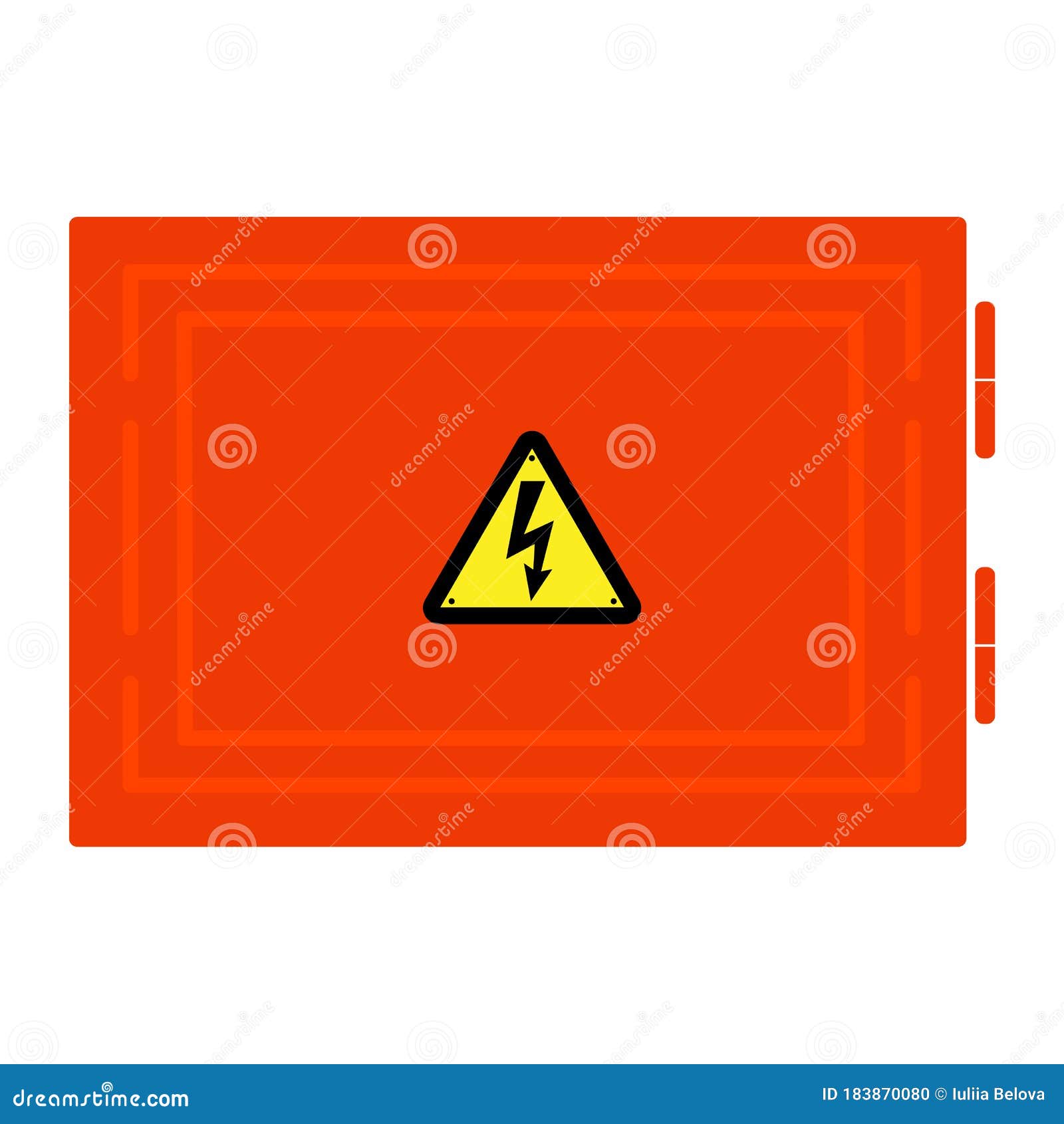 Symbol Electricity. Red Door and Triangular Black Icon of Electricity ...