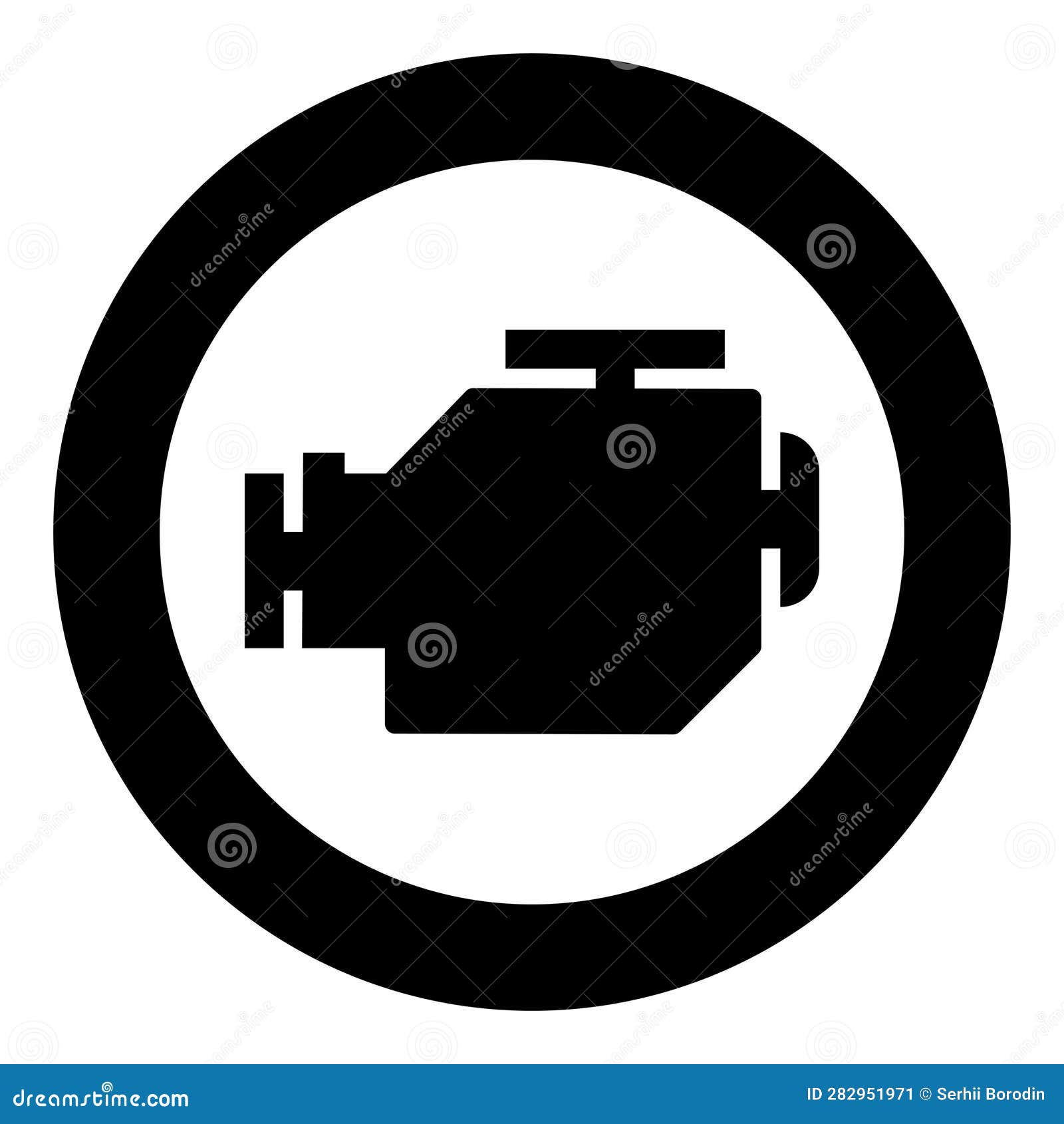 Symbol Engine Car Icon in Circle Round Black Color Vector Illustration ...