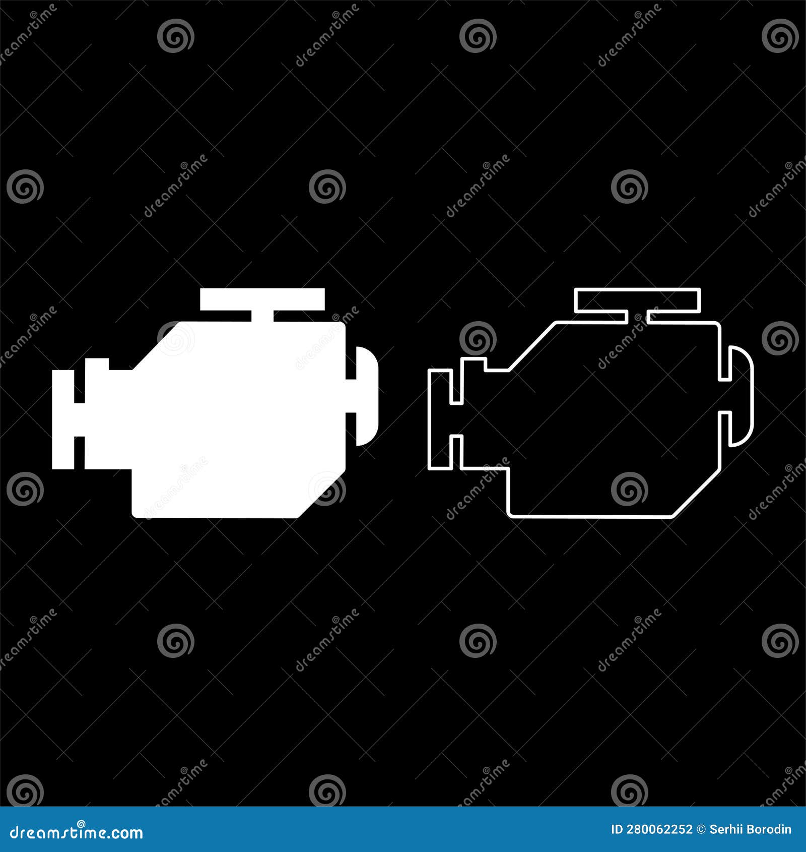 Symbol Engine Car Set Icon White Color Vector Illustration Image Solid ...