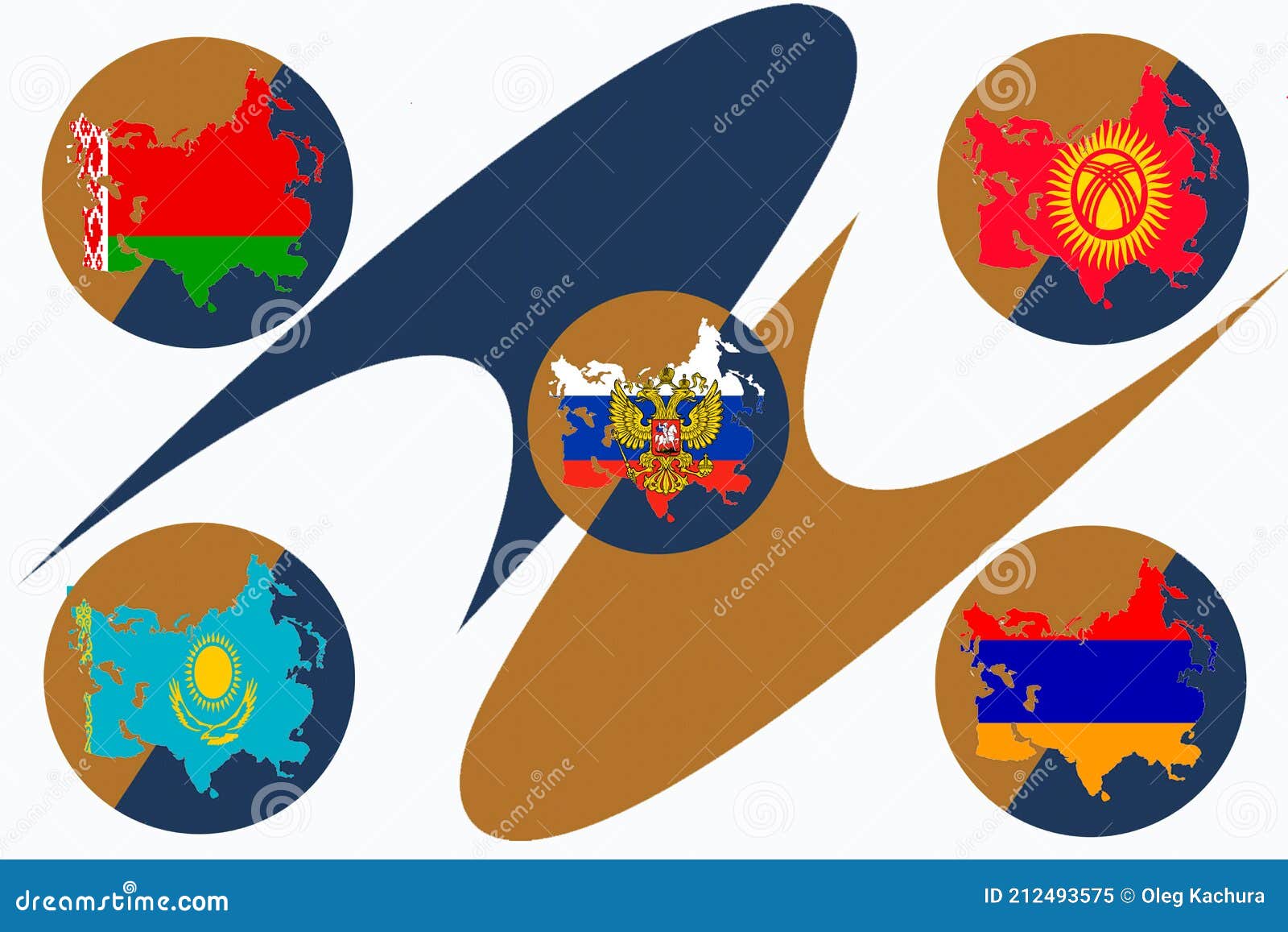 The Symbol of the Eurasian Economic Union on a White Background. Flags ...