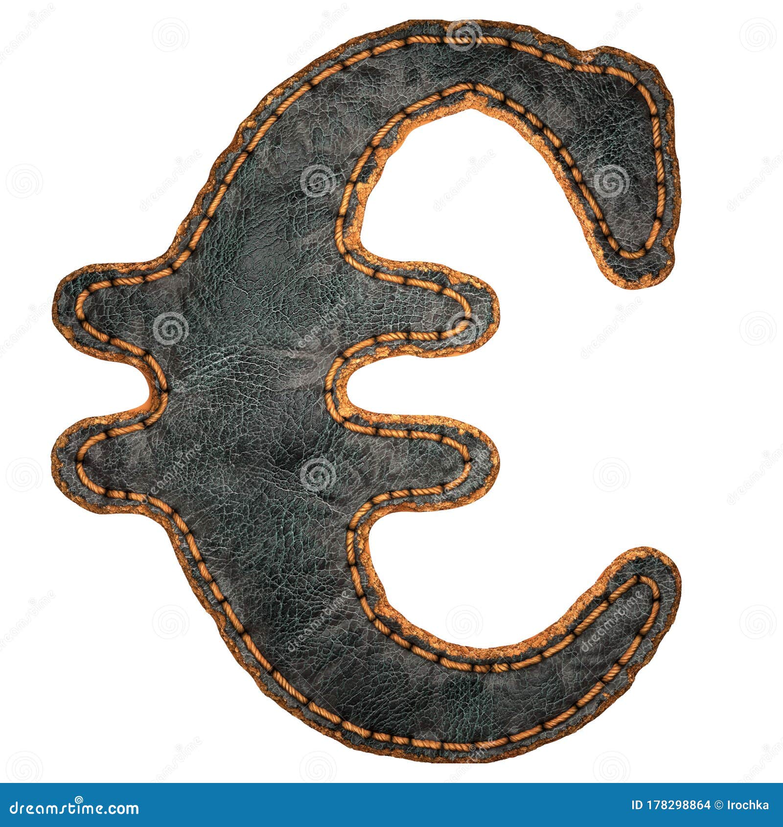 Symbol Euro Made of Leather. 3D Render Font with Skin Texture Isolated ...