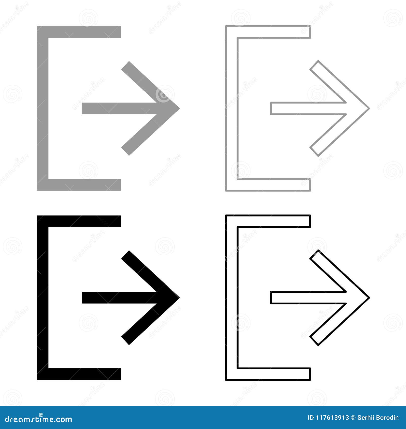 Symbol Exit Icon Set Grey Black Color Stock Vector - Illustration of ...