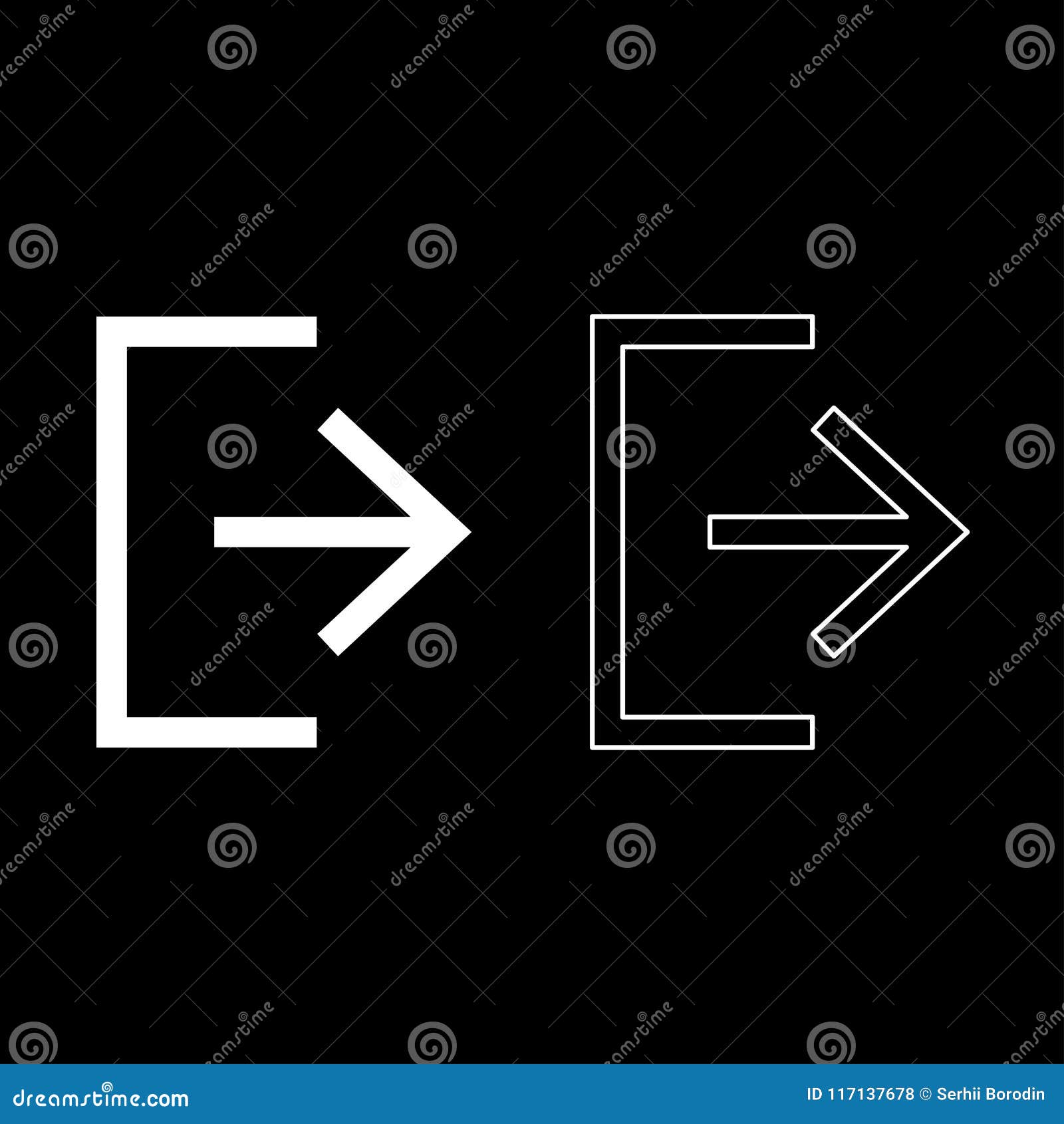 Symbol Exit Icon Set White Color Illustration Flat Style Simple Image ...