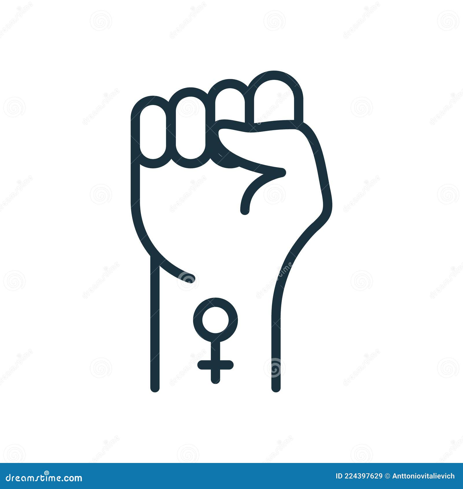 Symbol Of Feminist Movement Strong Fist Raised Up With Female Gender