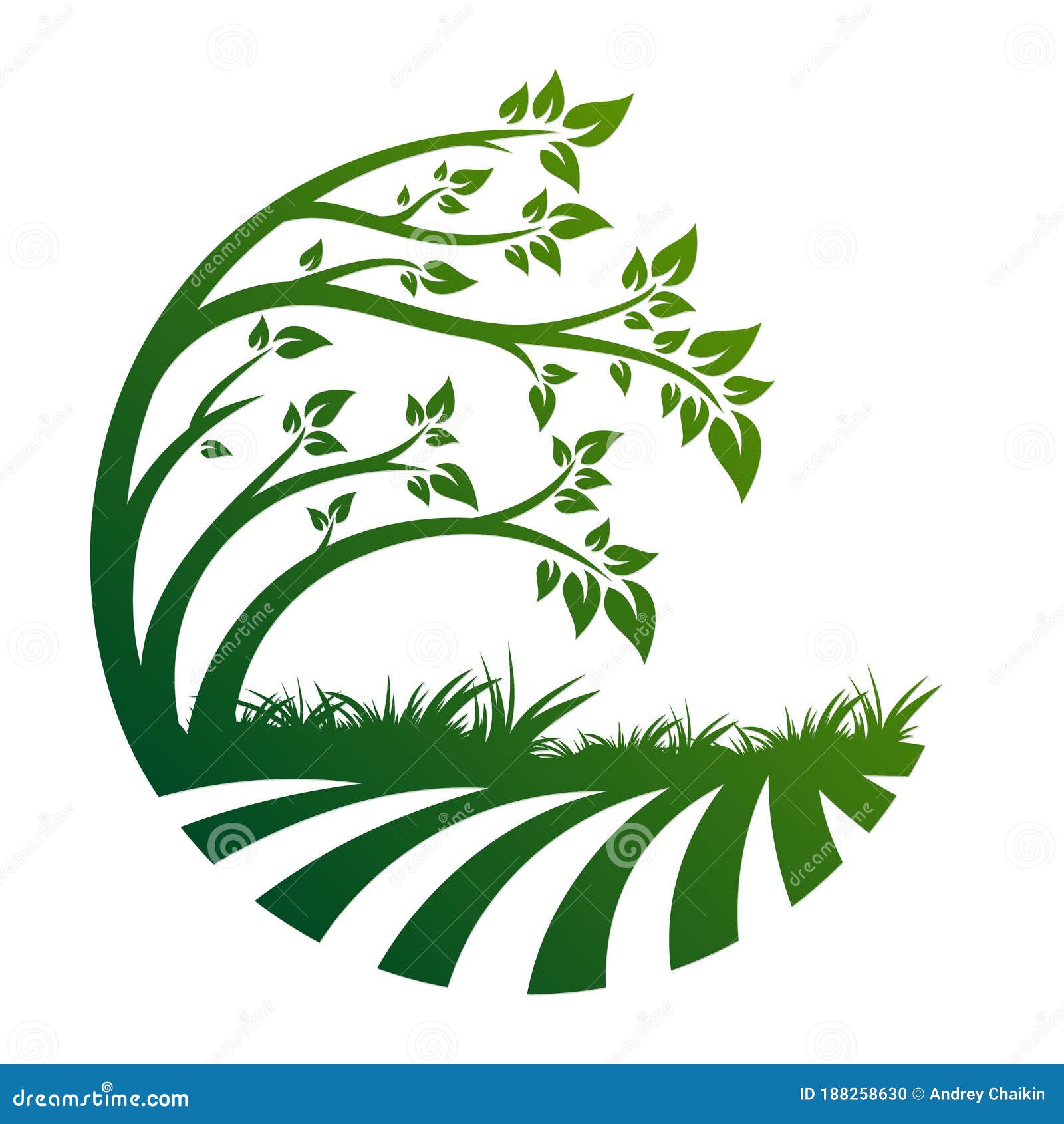 Symbol of field and tree. stock vector. Illustration of vector - 188258630