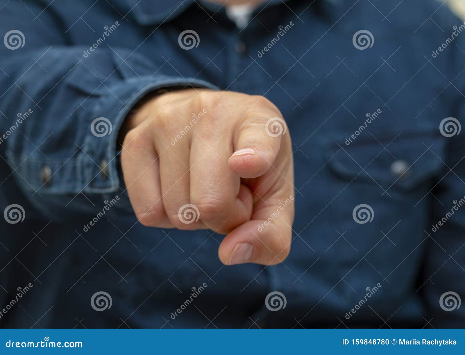 Symbol with Fingers on Hand Forefinger Pointing Forward, Man Stock ...