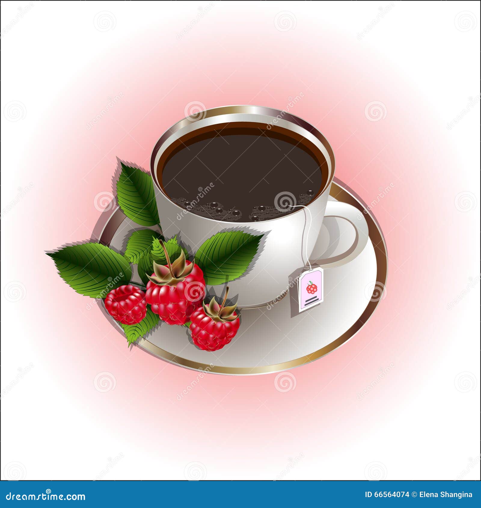 Symbol of Fragrant Tea with Raspberry. Stock Vector - Illustration of ...