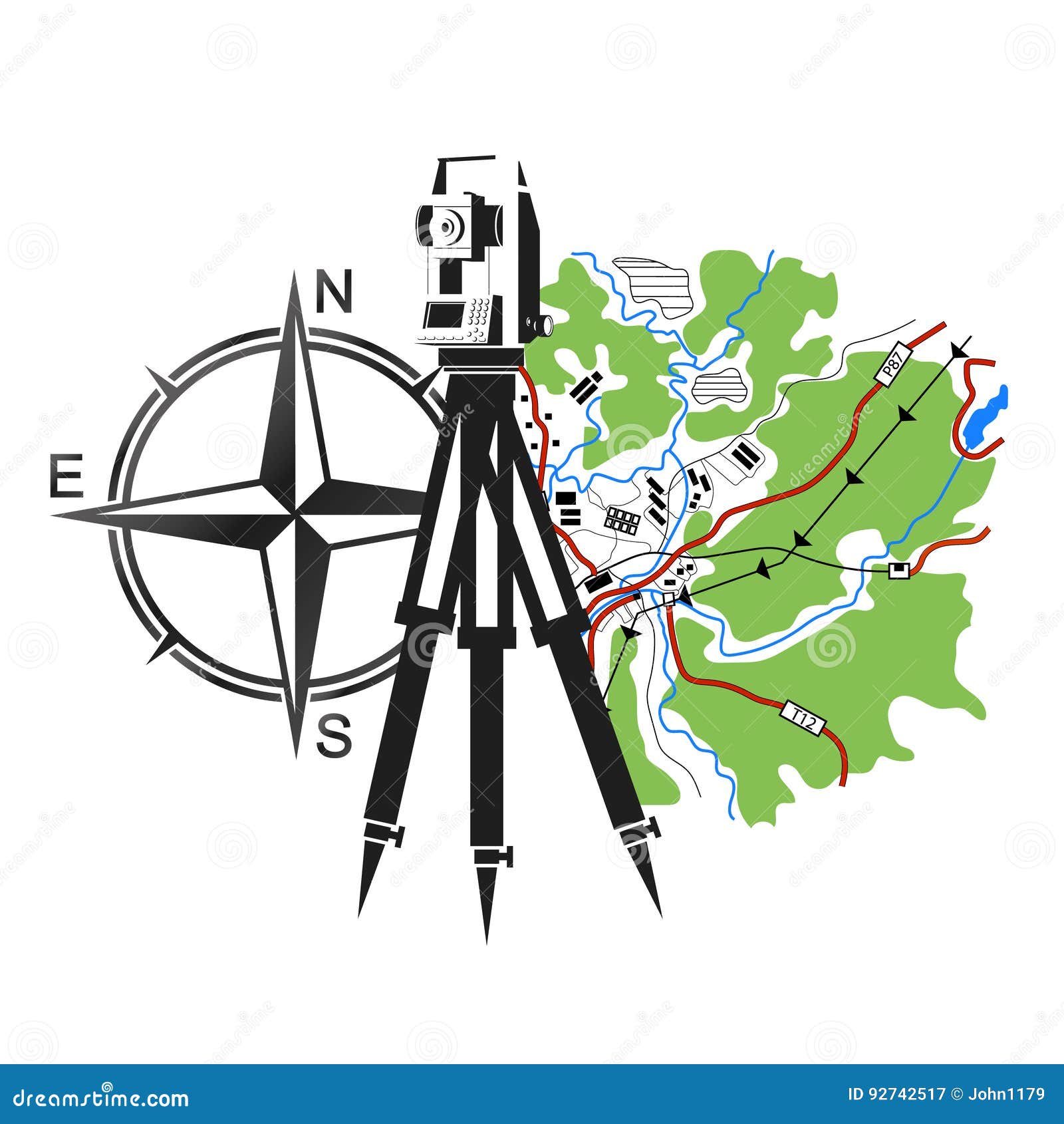 Symbol for Geodesy and Cartography Stock Illustration - Illustration of ...