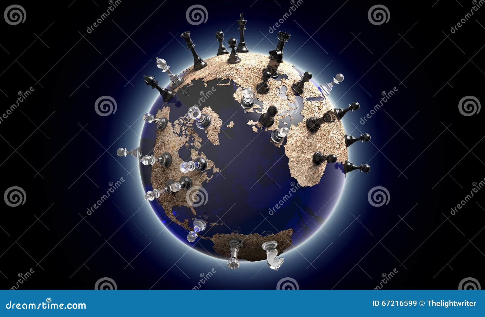 Symbol Of Geopolitics The World Globe With Chess Pieces Royalty-Free ...