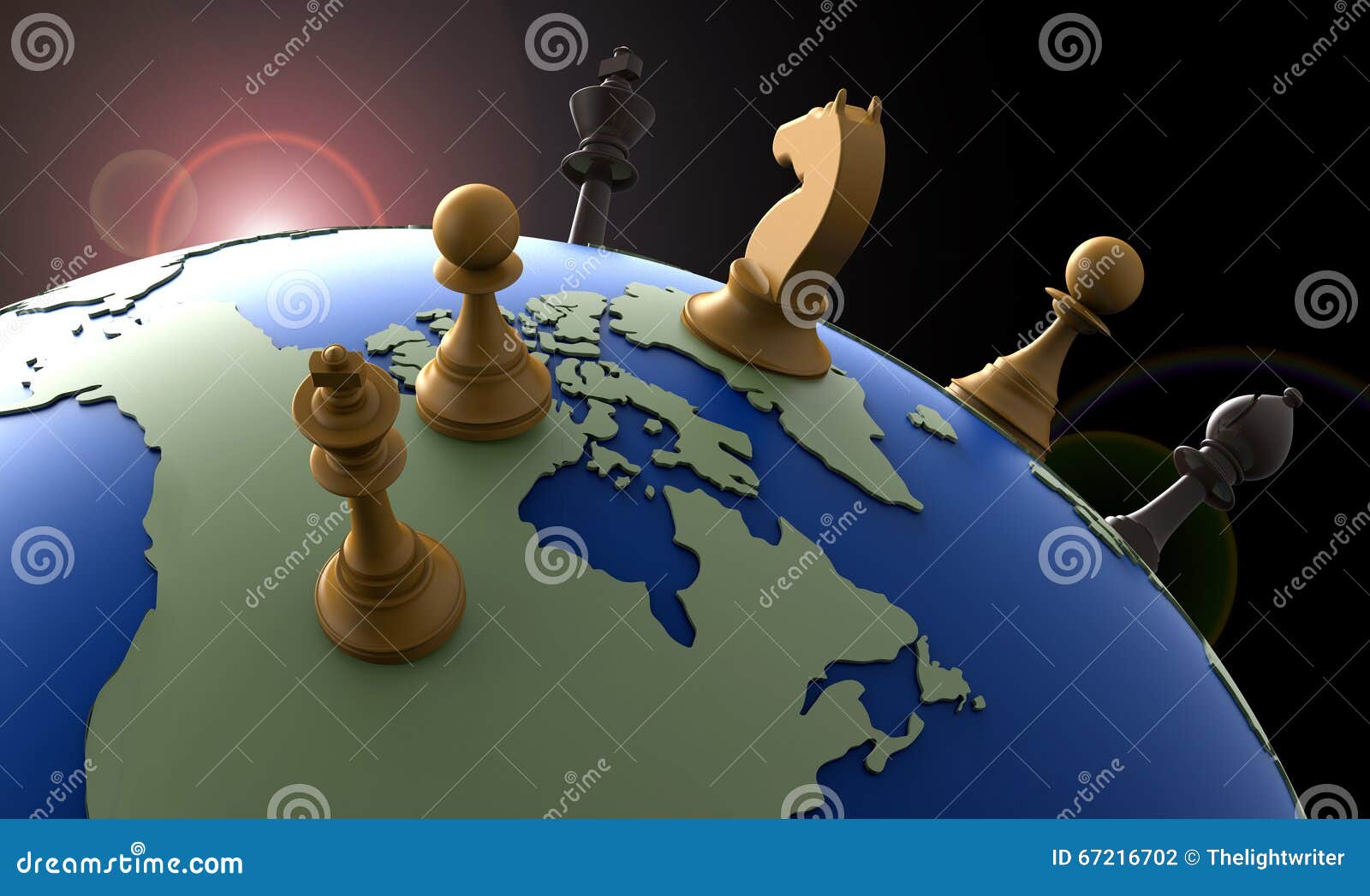 Symbol of Geopolitics the World Globe with Chess Pieces Stock ...