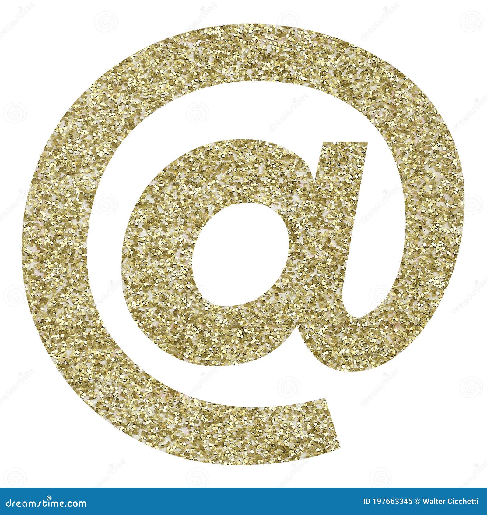 At Symbol Gold Glitter on White Background Stock Image - Image of ...