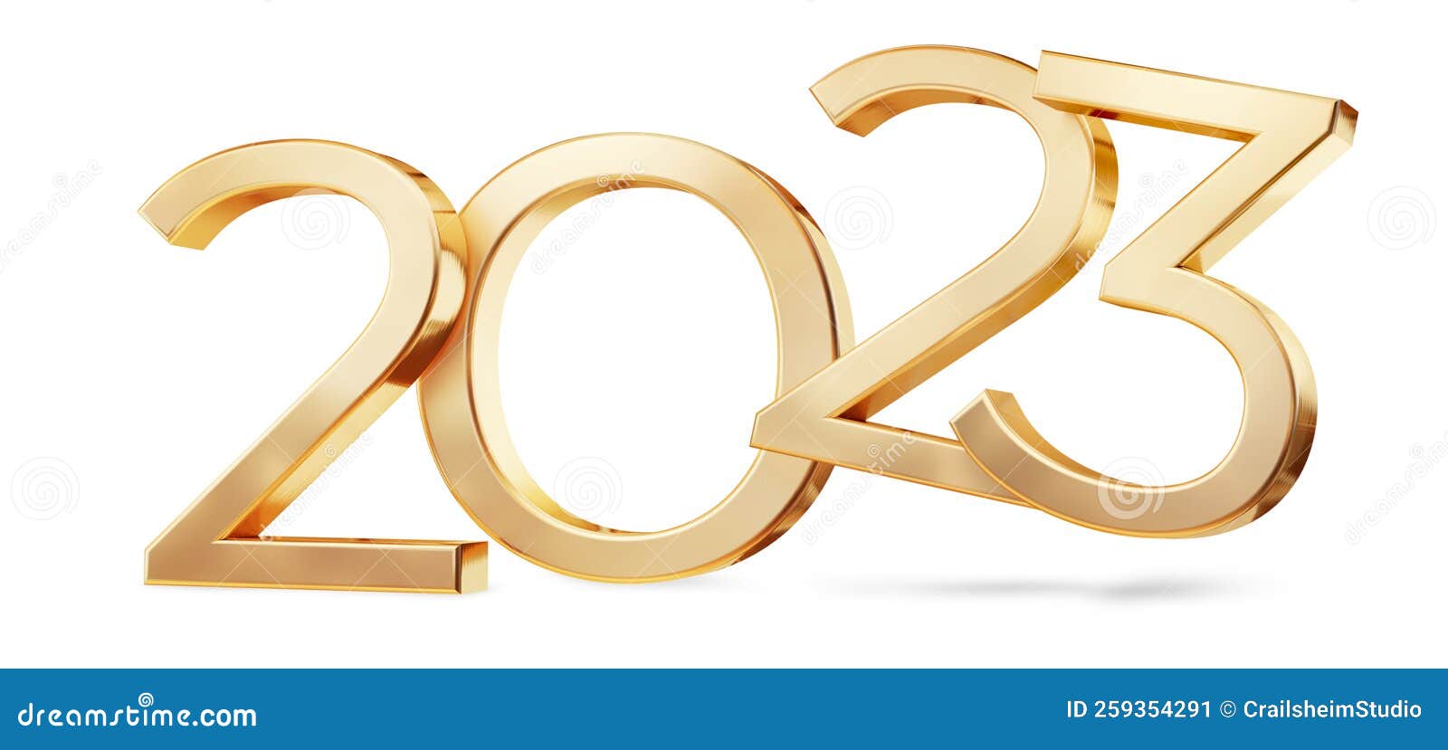 Symbol 2023 Golden Bold Year 3d Illustration Stock Illustration