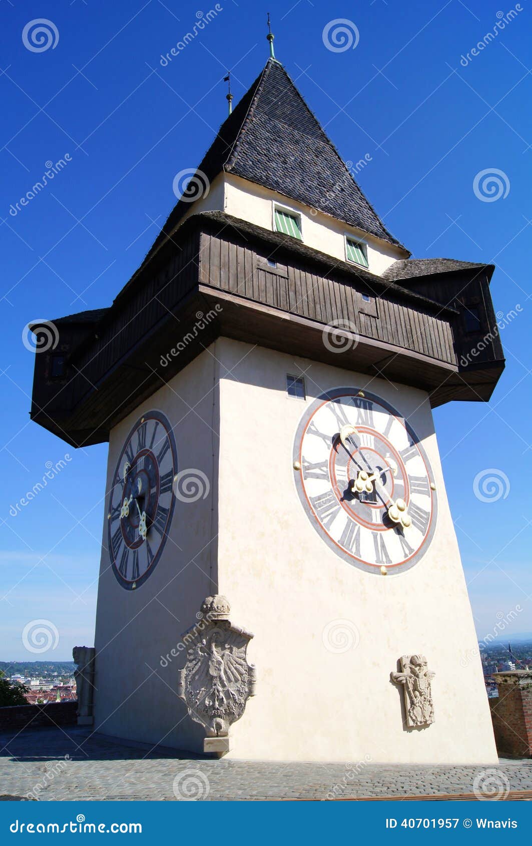 Graz Clock Tower And City Symbol On Top Of Schlossberg Hill At S Stock ...