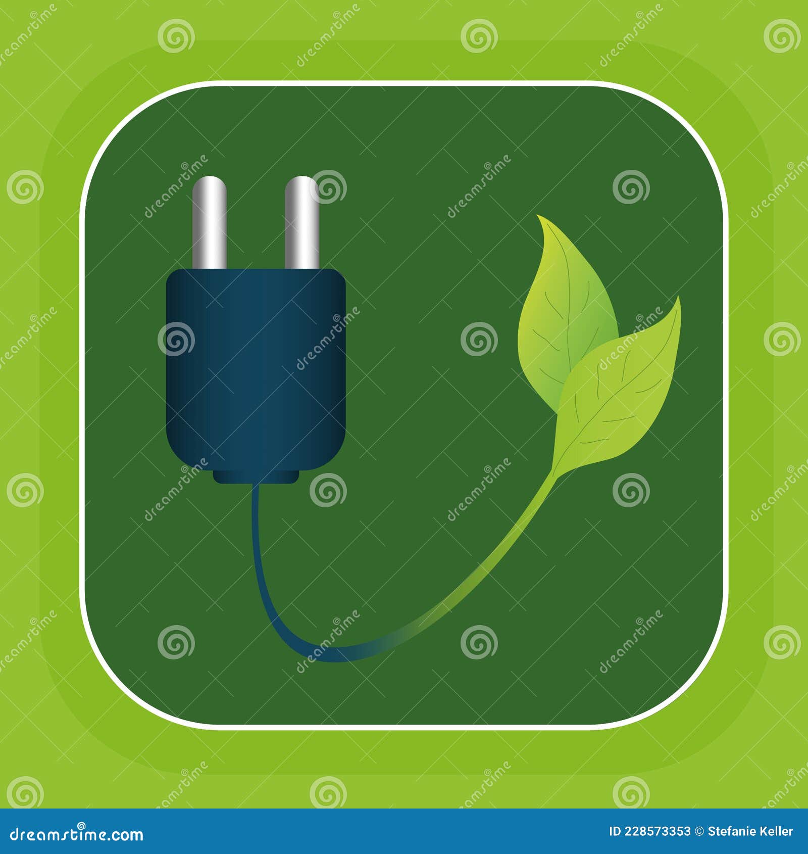 Symbol for Green Electricity through a Plug Connected To Leaves. Stock ...