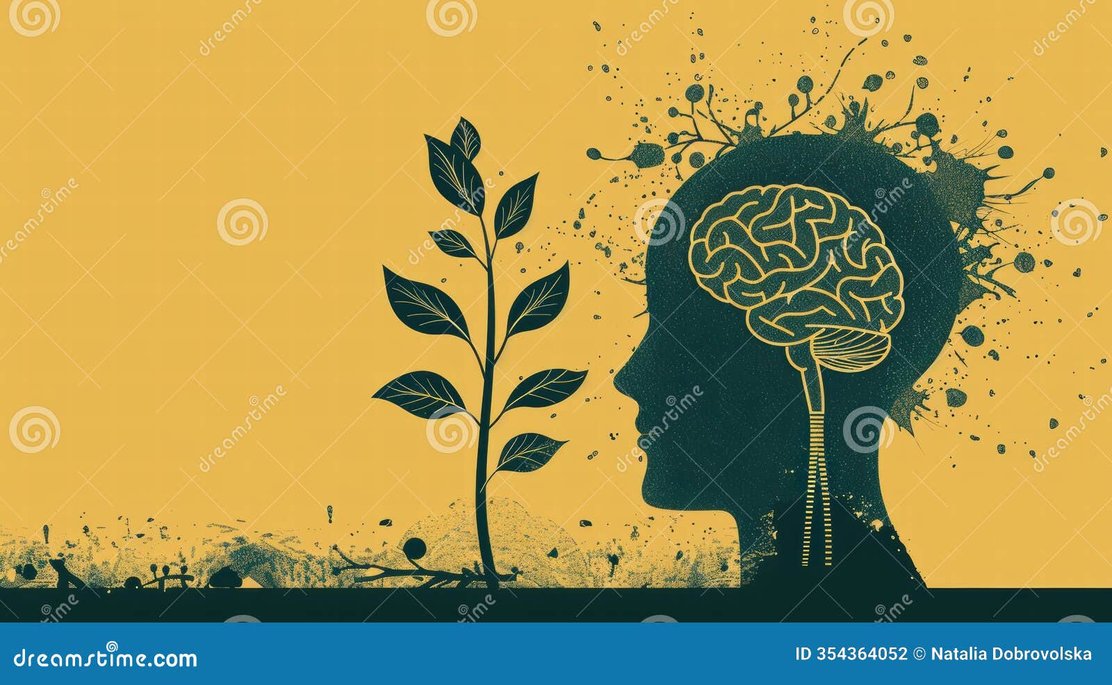 Symbol of Growth Mindset with a Light Bulb and Organic Elements for ...