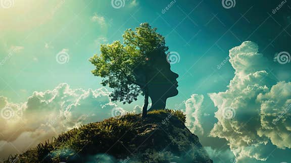 Symbol of Growth Mindset with a Light Bulb and Organic Elements for ...