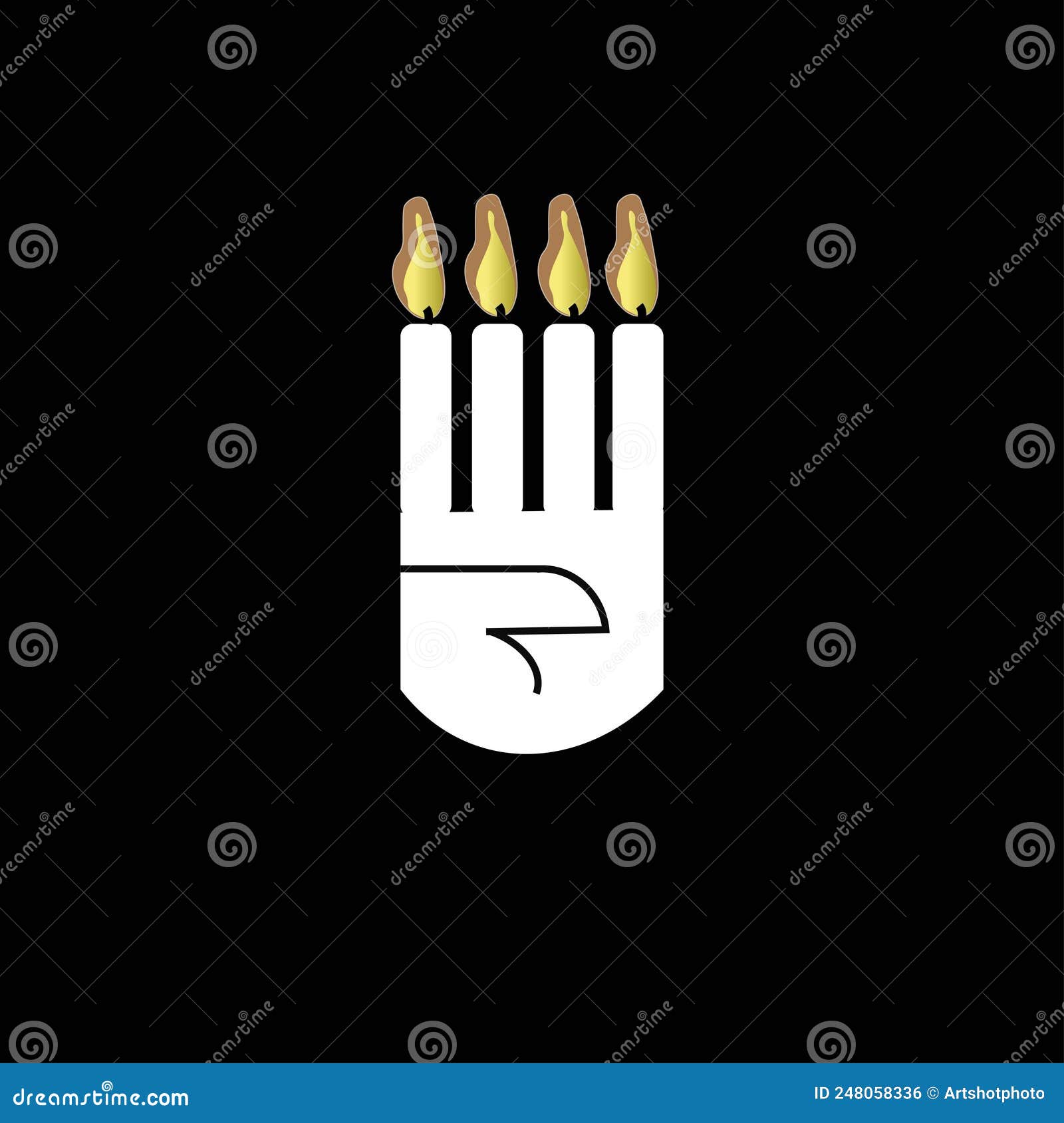 Four Fingers Gesture Line Icon. Hand With Four Fingers Up Vector ...