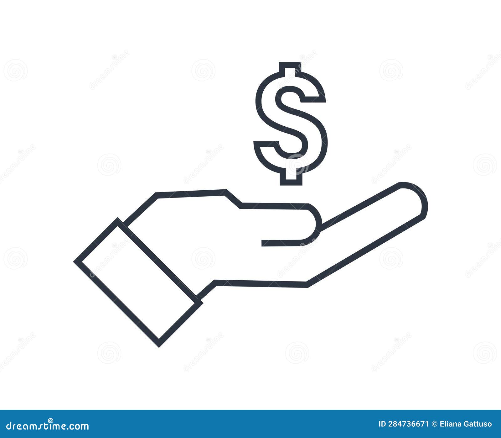 Symbol of a Hand Holding Dollars. Vector. Stock Vector - Illustration ...