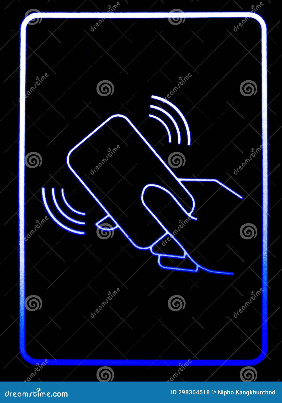 Symbol, a Hand Touching a Card, and an Electromagnetic Wave, in a ...