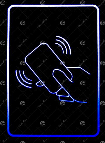 Symbol, a Hand Touching a Card, and an Electromagnetic Wave, in a ...