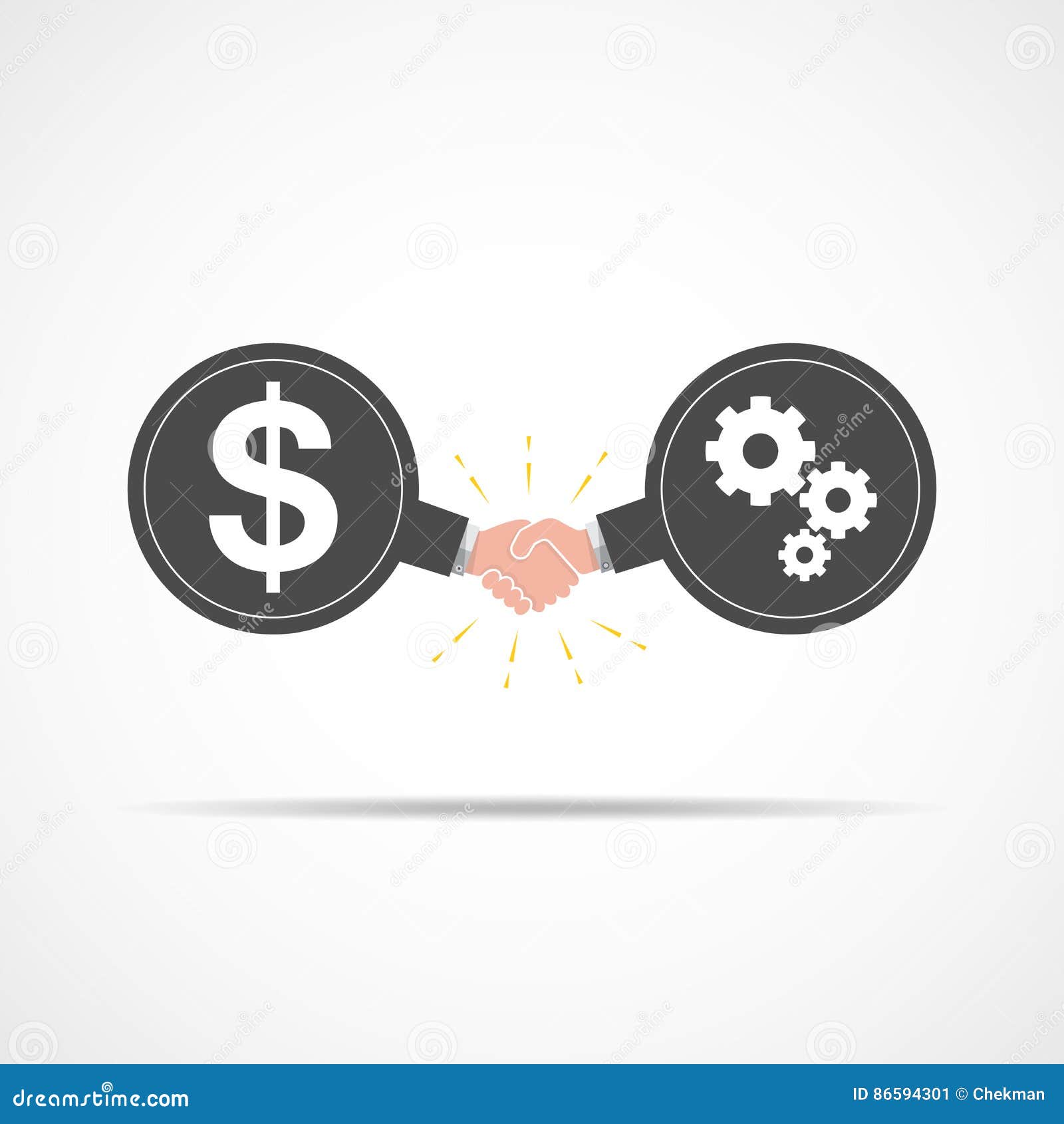 Symbol of Handshake between Dollar Signs and Work on Setting. Vector ...