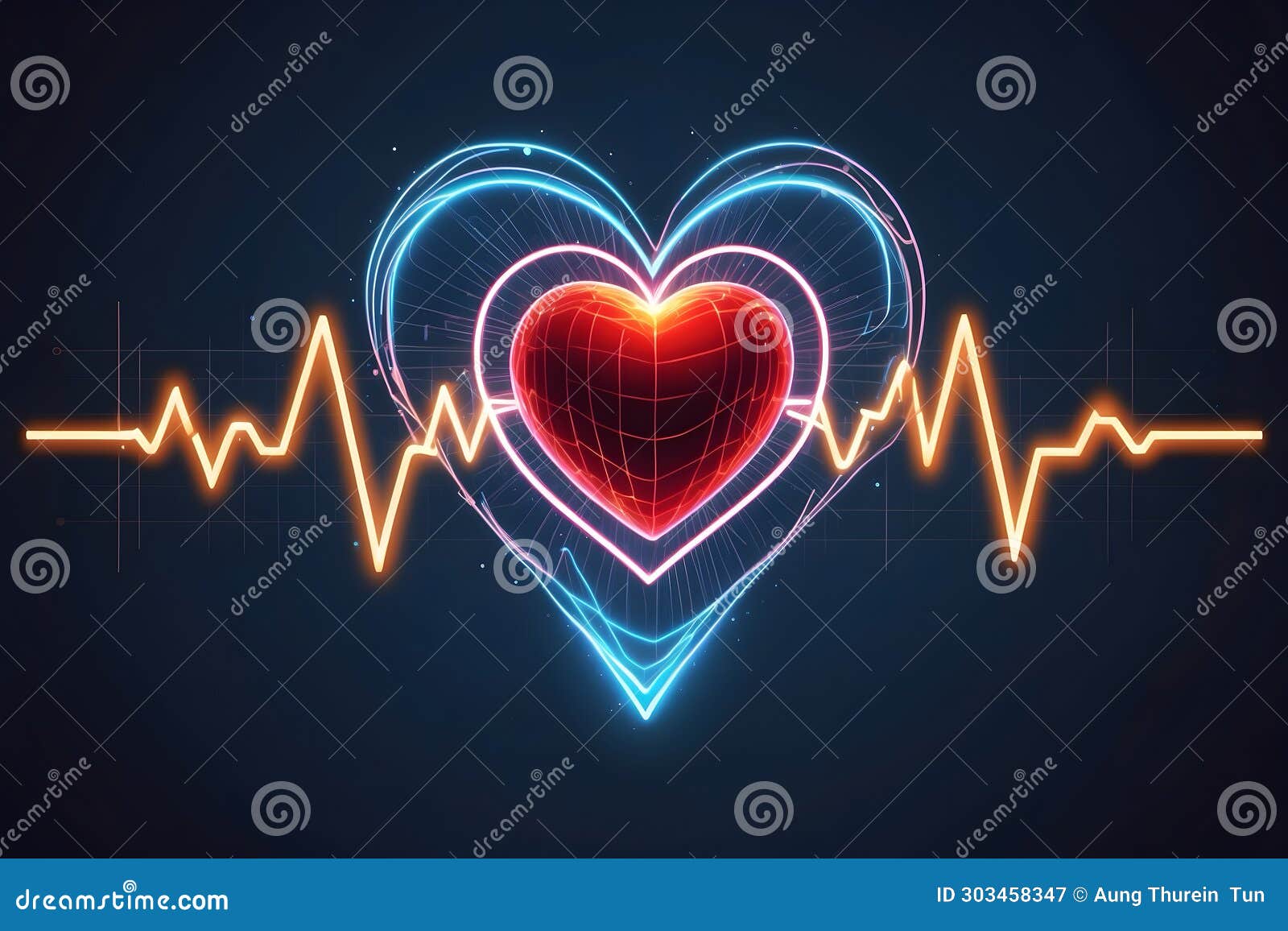 A Symbol of Heart with an ECG Wave with an Isolated Background Stock ...