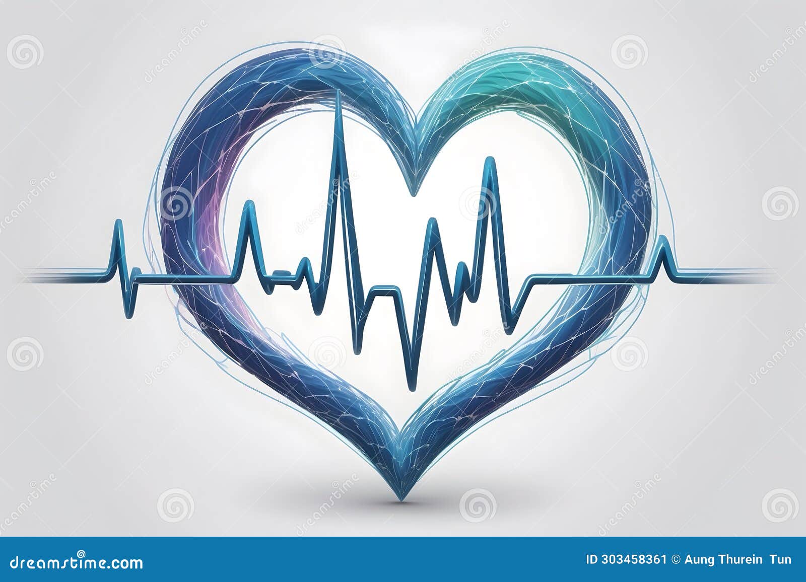 A Symbol of Heart with an ECG Wave with an Isolated Background Stock ...