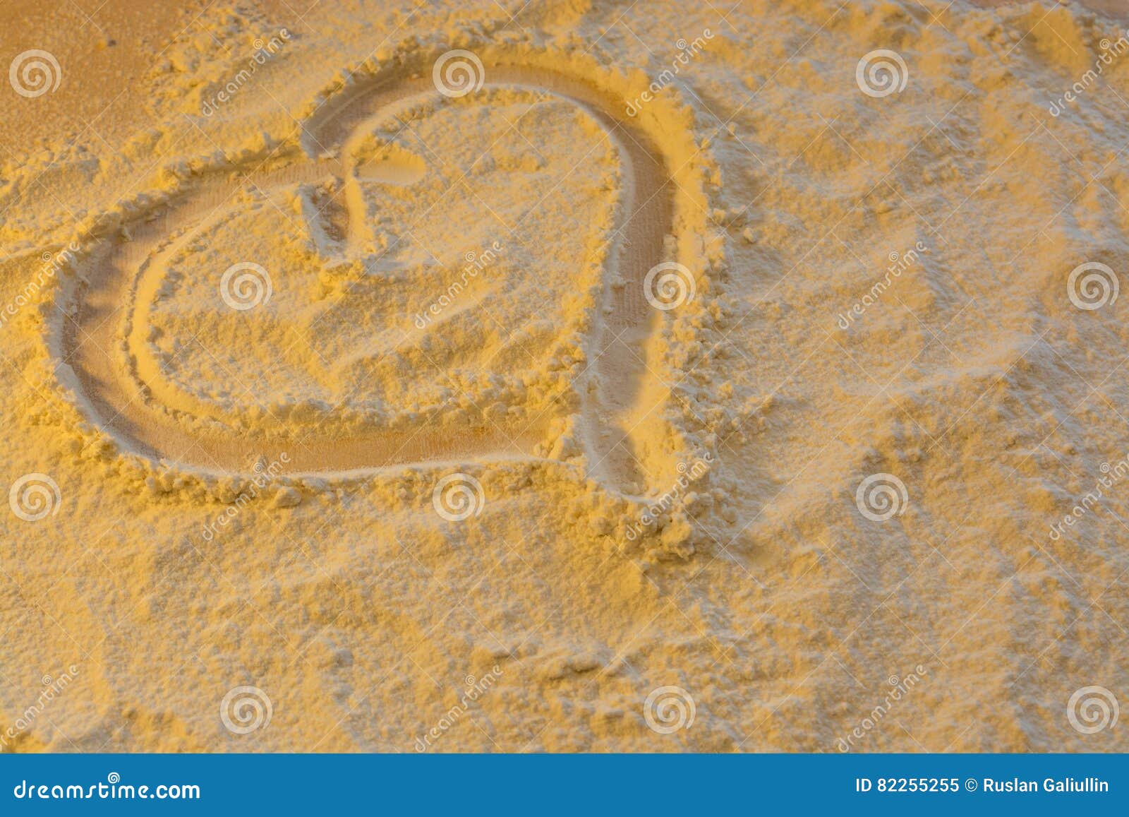 The Symbol of Heart and Love Painted on the Flour Stock Image - Image ...