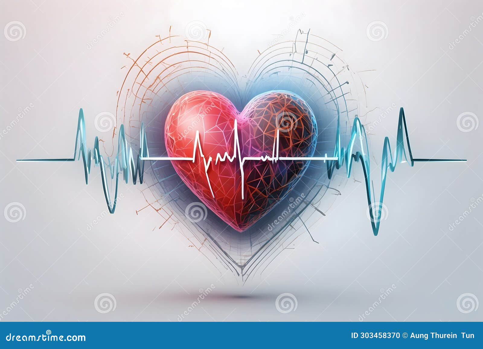 A Symbol of Heart with a Simple ECG Wave with Isolated Background Stock ...