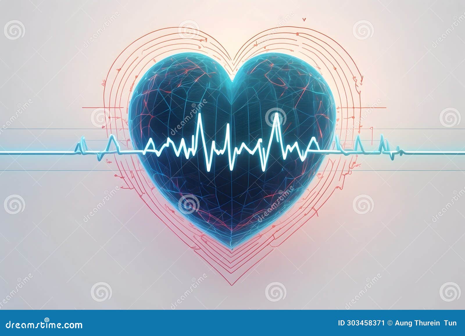 A Symbol of Heart with a Simple ECG Wave with Isolated Background Stock ...