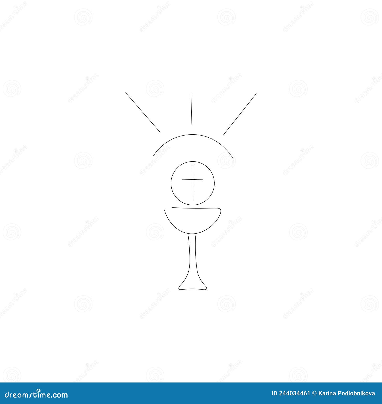 Symbol of Holy Communion Bread and Wine Line Drawing, Vector ...